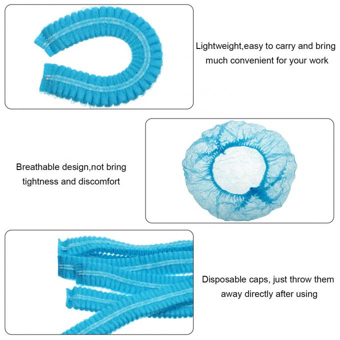 25 gsm Disposable Hair Net Cap , ISO9001 Polypropylene Bouffant Caps ...