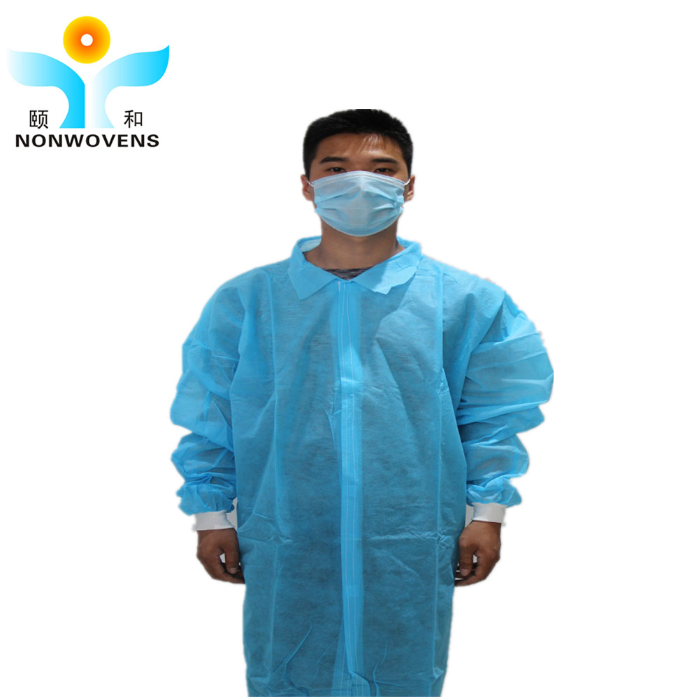 25-40gsm Microporous Disposable Lab Coat , Knit Cuff Disposable ...