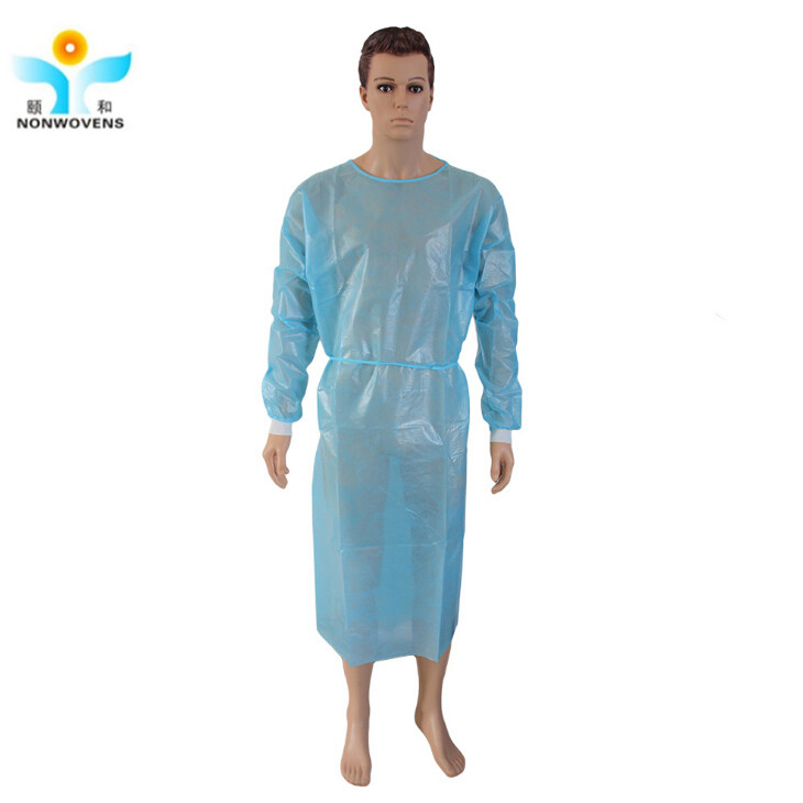 Colorful Water-proof PP PE Impervious fabric Disposable Isolation Gown ...