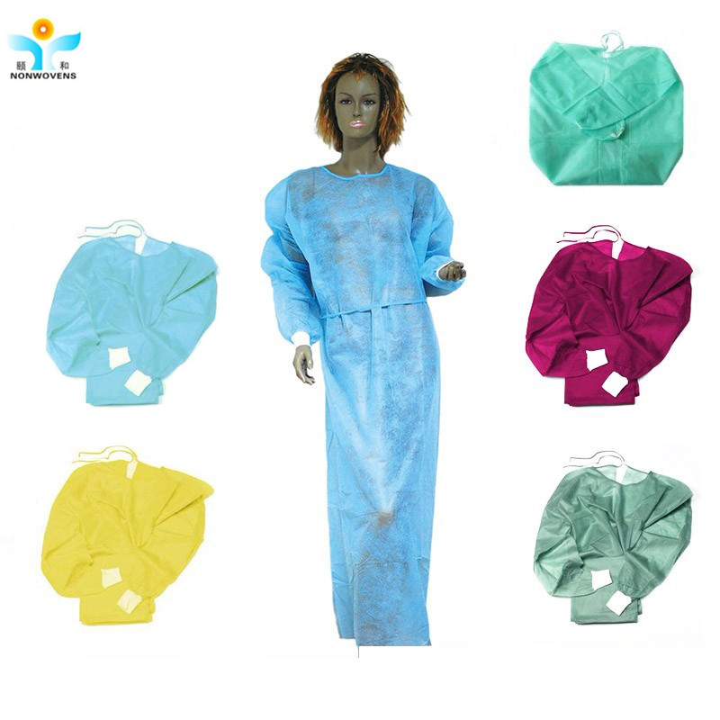 Colorful Water-proof PP PE Impervious fabric Disposable Isolation Gown ...